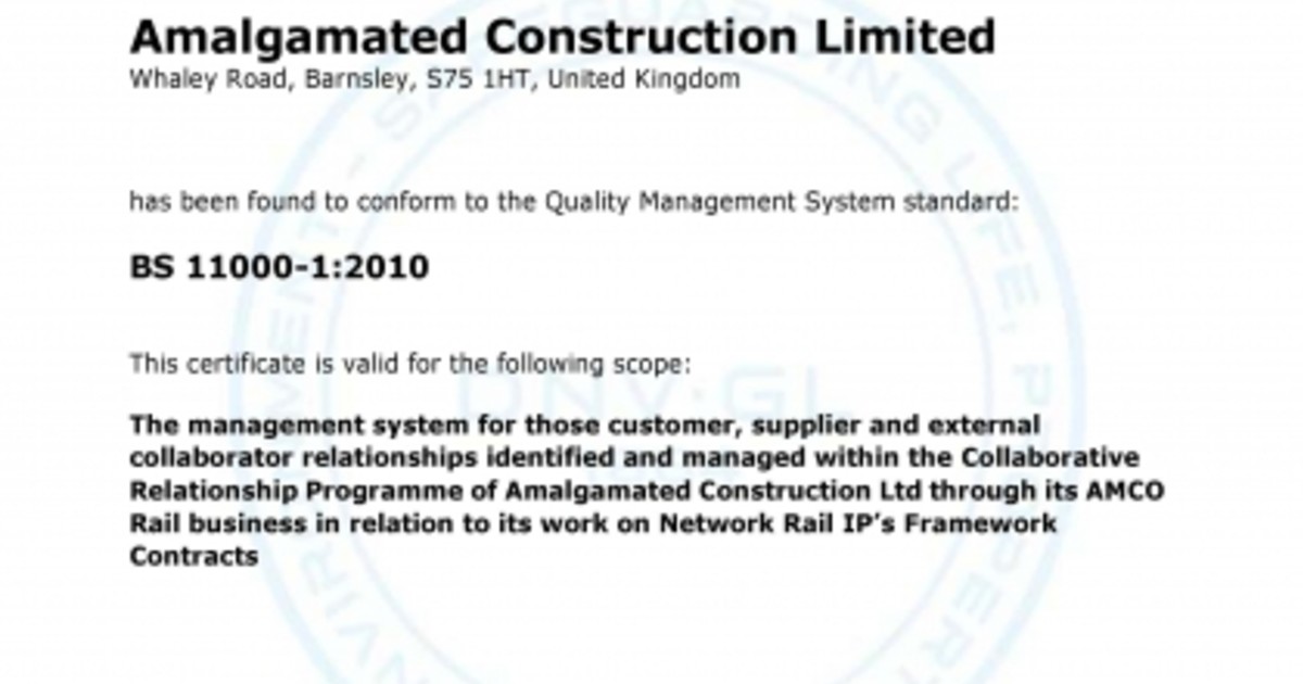 AMCO Achieves BS11000:2010 Collaborative Working Certification | AmcoGiffen